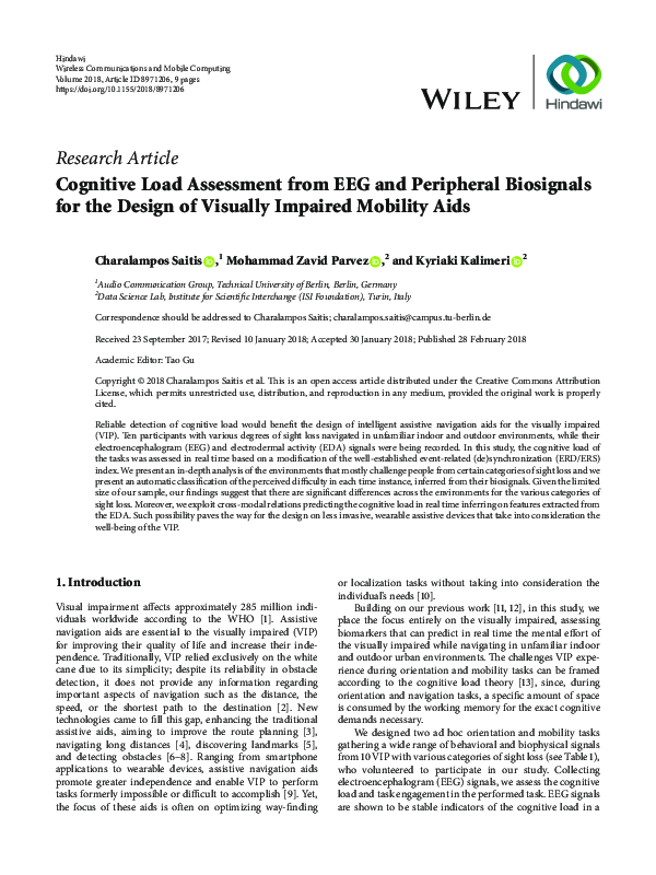 (PDF) Cognitive Load Assessment from EEG and Peripheral Biosignals for the Design of Visually ...