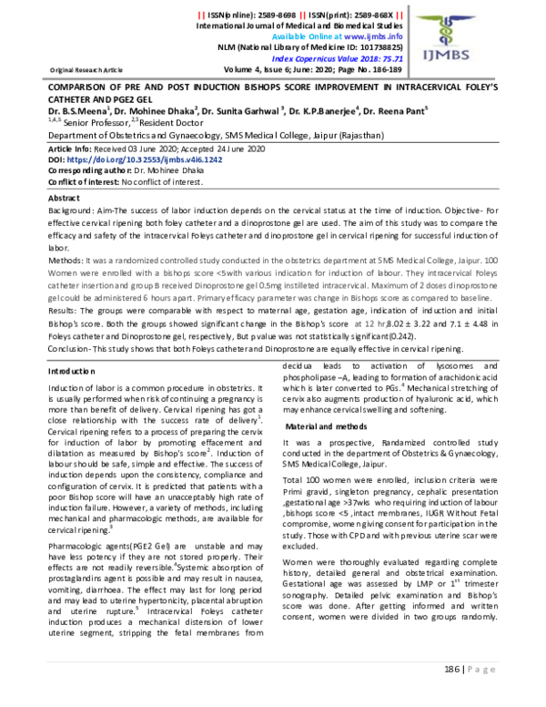 (PDF) Comparison of Pre and Post Induction Bishops Score Improvement in ...