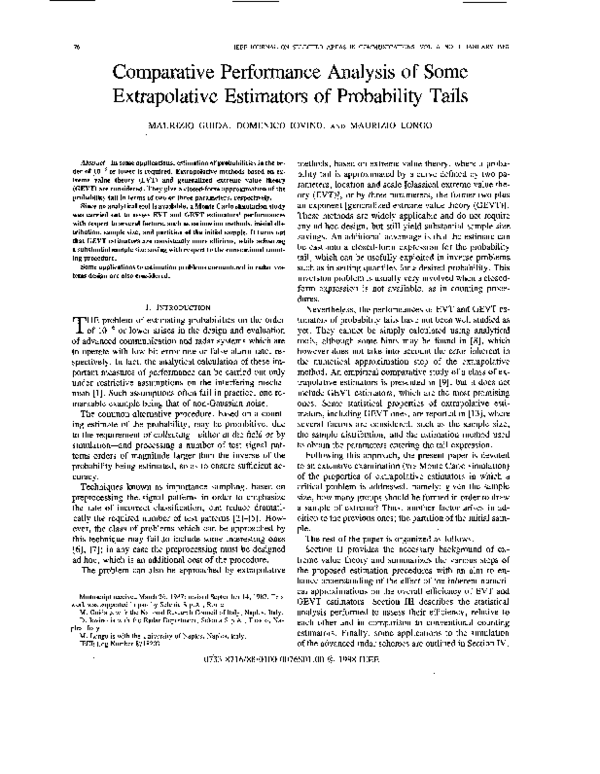 (PDF) Comparative performance analysis of some extrapolative estimators of probability tails