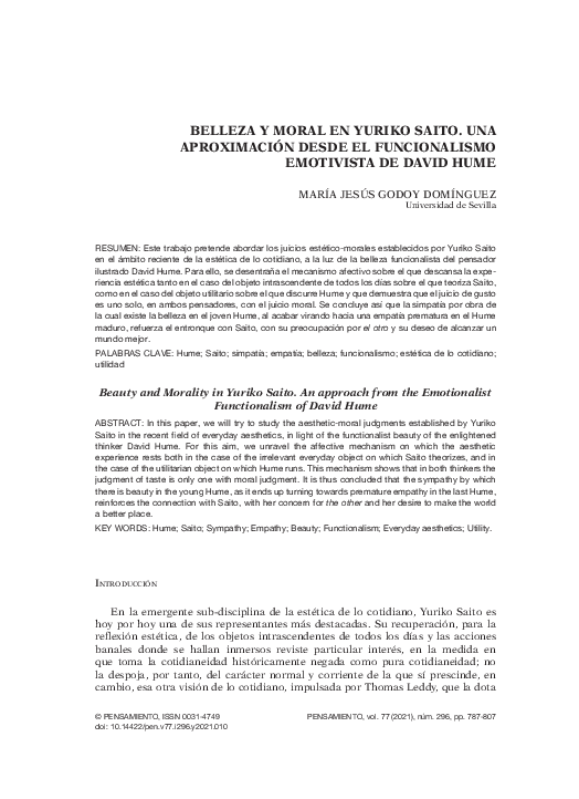 (PDF) Belleza y moral en Yuriko Saito