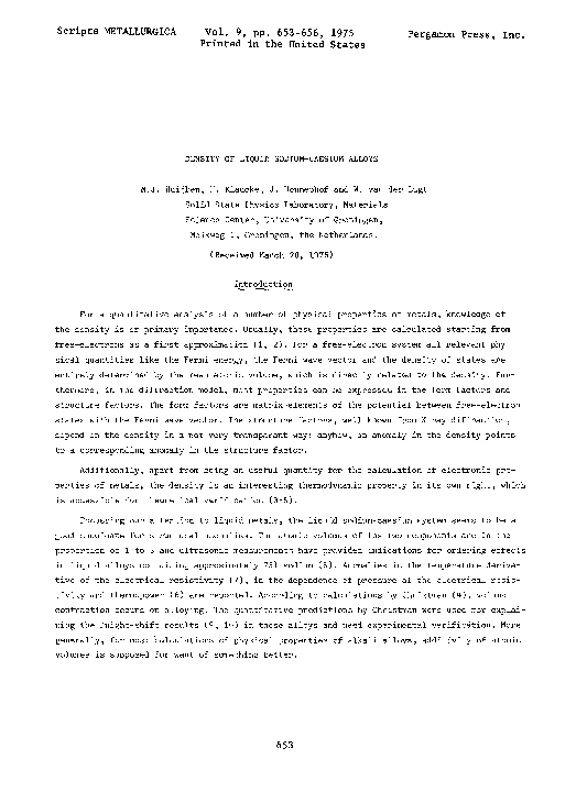 (PDF) Density of liquid sodium-caesium alloys