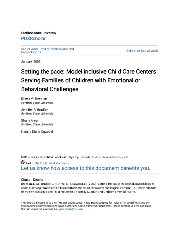 (PDF) Setting the pace: Model inclusive child care centers serving ...