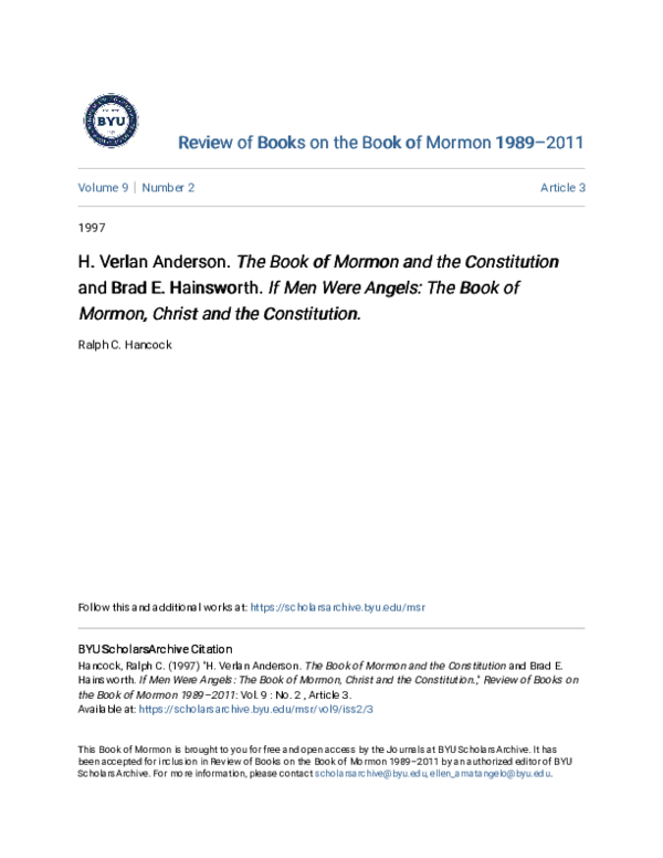 (PDF) H. Verlan Anderson. The Book of Mormon and the Constitution and ...