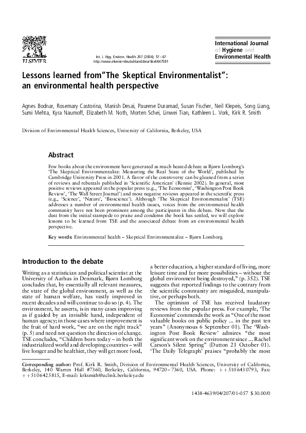 (PDF) Lessons learned from The Skeptical Environmentalist : an ...
