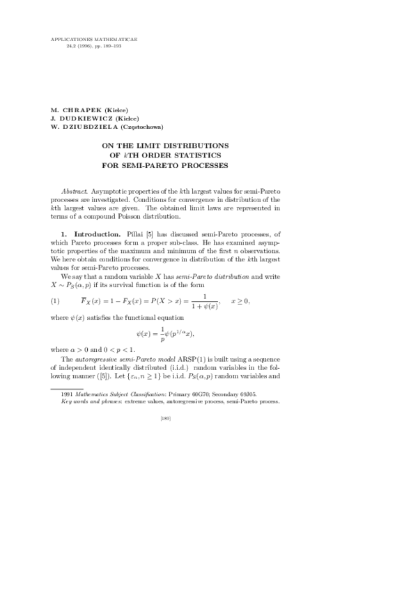 (PDF) On the limit distributions of kth order statistics for semi ...