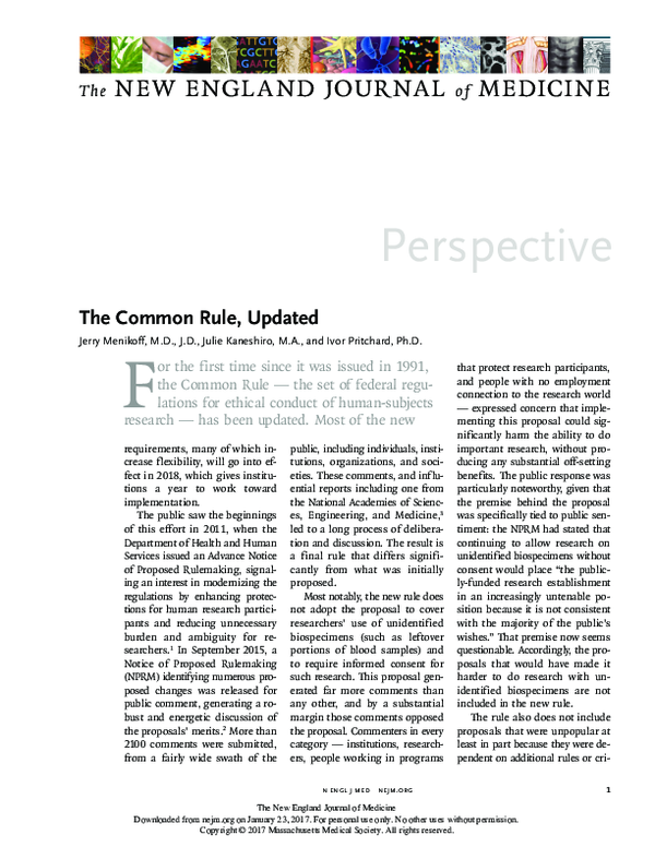(PDF) The Common Rule, Updated