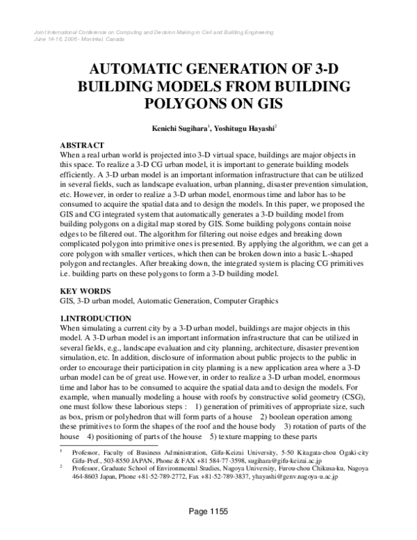 (PDF) Automatic Generation Of 3-D Building Models From Building ...