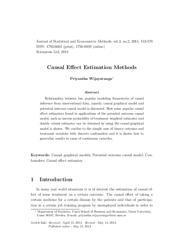 (PDF) Causal Effect Estimation Methods