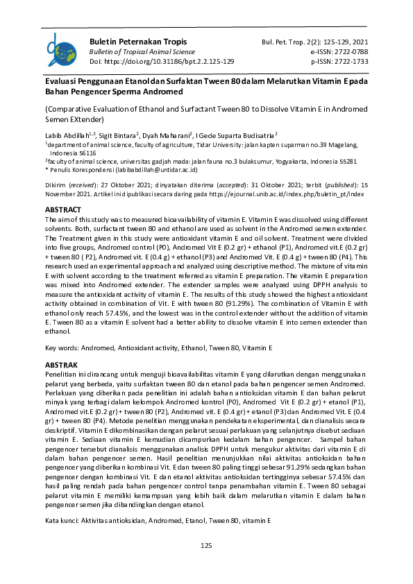 (PDF) Evaluasi Penggunaan Etanol dan Surfaktan Tween 80 dalam ...
