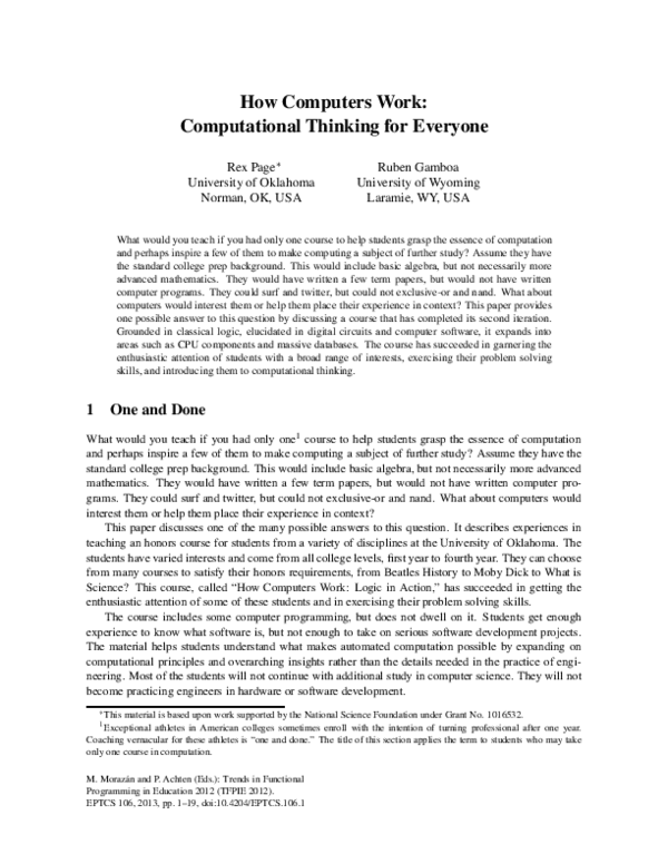 (PDF) How Computers Work: Computational Thinking for Everyone