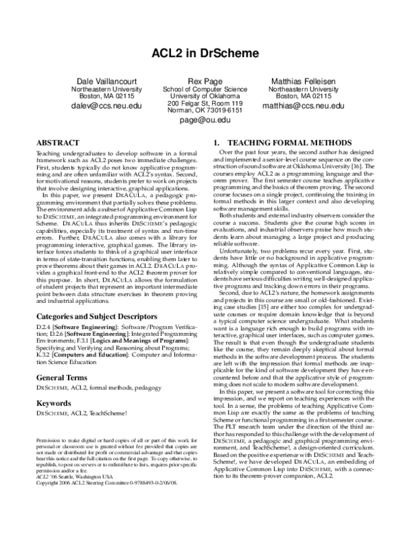 (PDF) ACL2 in DrScheme