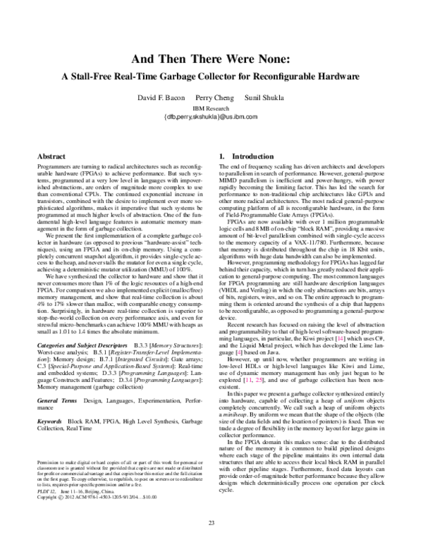 (PDF) And then there were none: a stall-free real-time garbage collector for reconfigurable ...