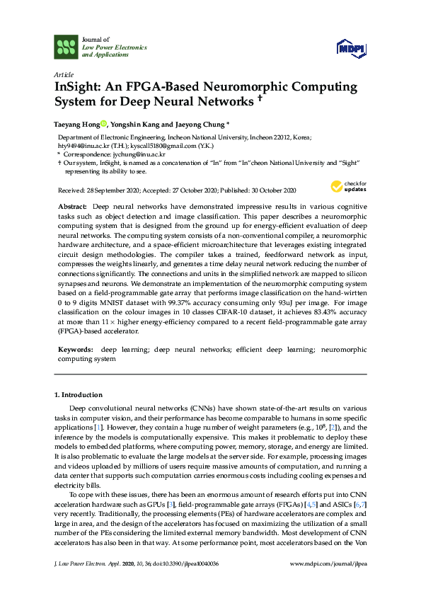 (PDF) InSight: An FPGA-Based Neuromorphic Computing System for Deep Neural Networks