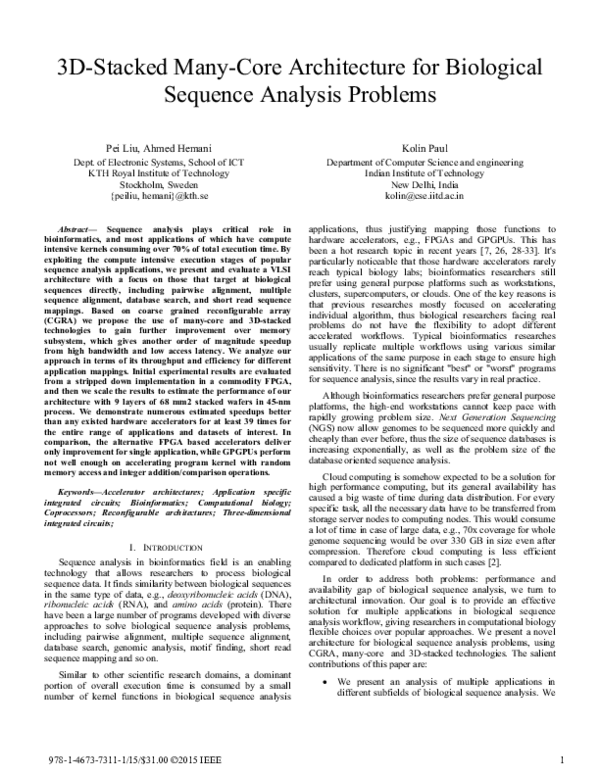 (PDF) 3D-stacked many-core architecture for biological sequence ...