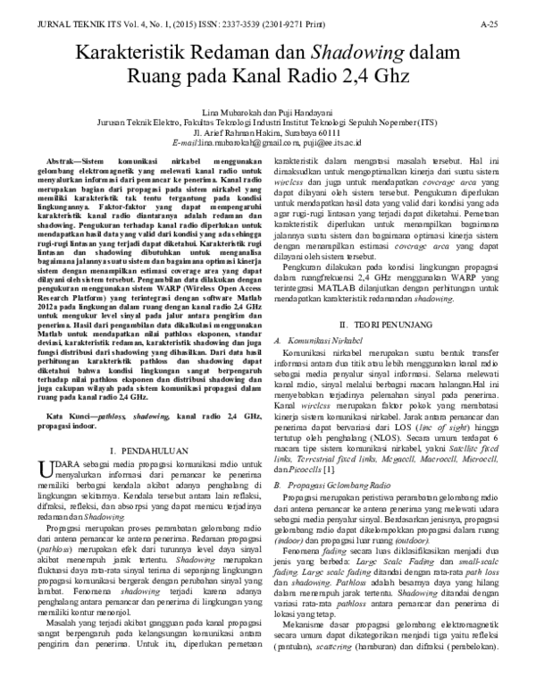 (PDF) Karakteristik Redaman dan Shadowing Dalam Ruang Pada Kanal Radio ...
