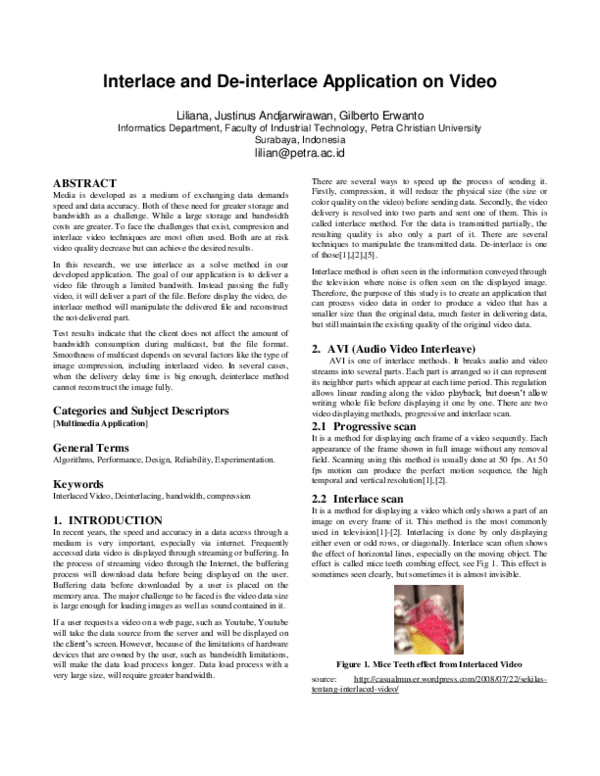 (PDF) Interlace and De-interlace Application on Video