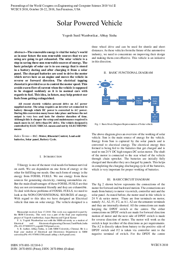 (PDF) Solar Powered Vehicle