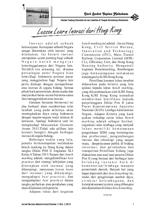 (PDF) Lesson Learn Inovasi dari Hong Kong