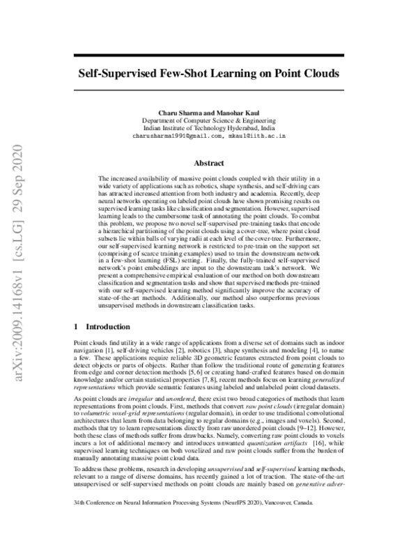 (PDF) Self-Supervised Few-Shot Learning on Point Clouds