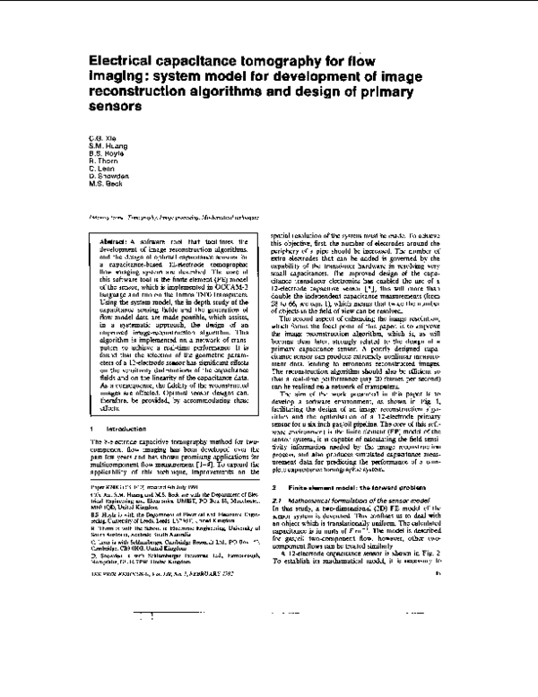 (PDF) Electrical capacitance tomography for flow imaging: system model ...