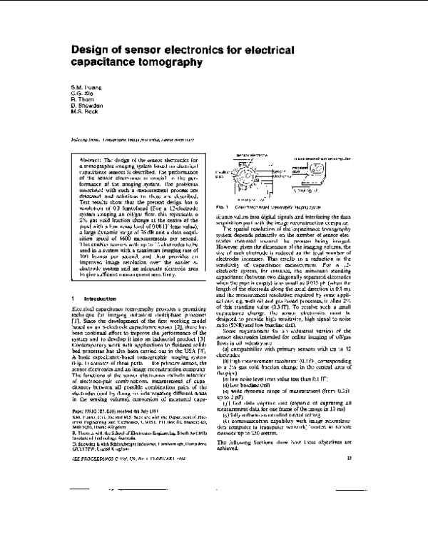 (PDF) Design of sensor electronics for electrical capacitance ...