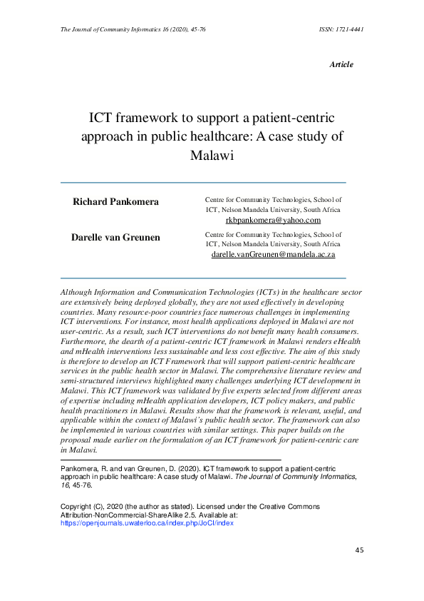 (PDF) ICT Framework to Support a Patient-Centric approach in Public ...