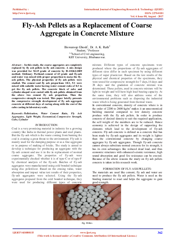 (PDF) Fly-Ash Pellets as a Replacement of Coarse Aggregate in Concrete ...