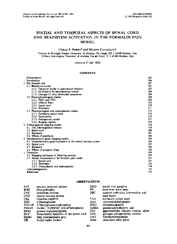 (PDF) Spatial and temporal aspects of spinal cord and brainstem ...