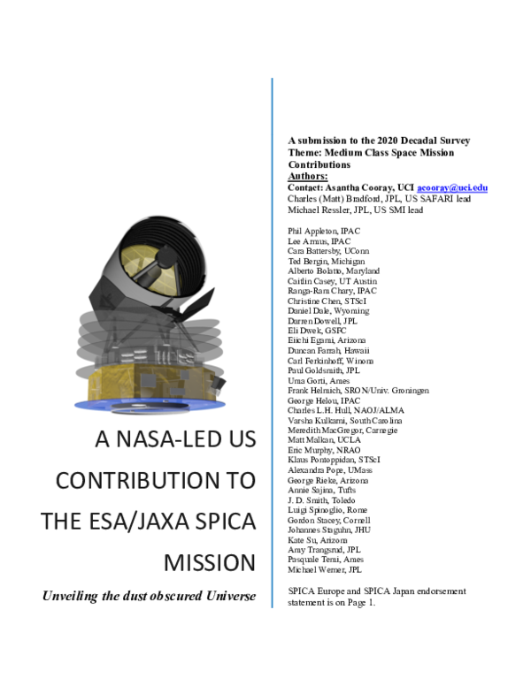 (PDF) A NASA-led US Contribution to the ESA/JAXA SPICA Mission ...