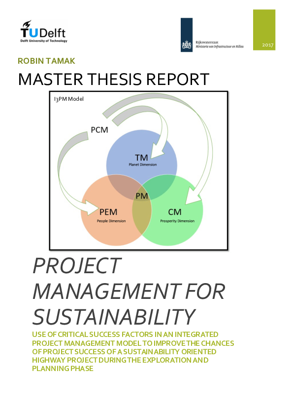 (PDF) Project Management for Sustainability: Use of Critical Success Factors in an Integrated ...