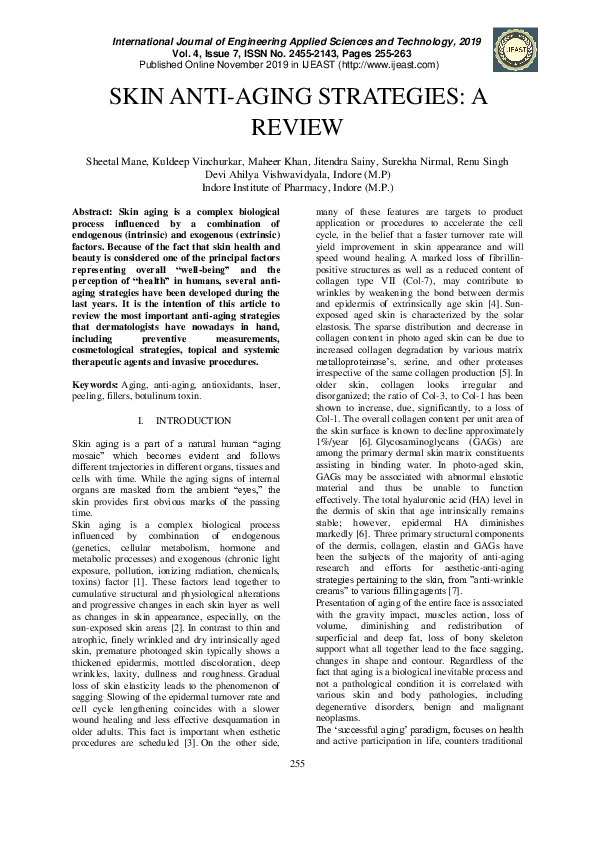 (PDF) Skin Anti-Aging Strategies: A Review