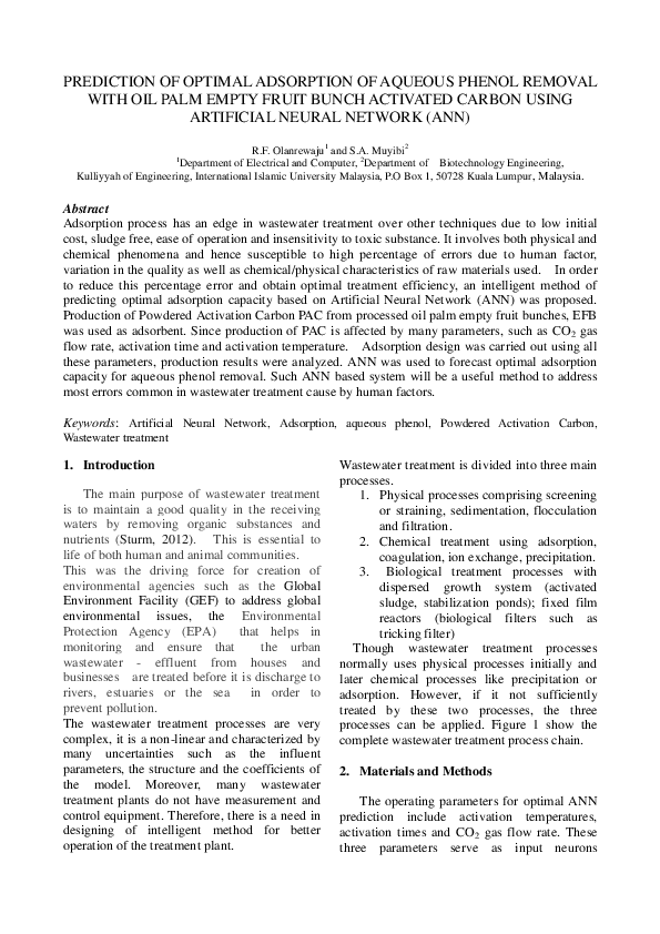 (PDF) Prediction of optimal adsorption of aqueous phenol removal with oil palm empty fruit bunch ...