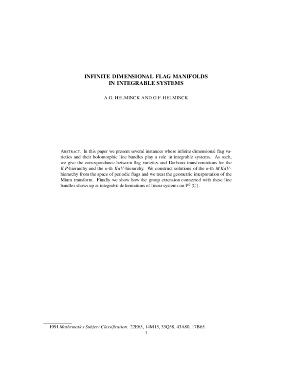 (PDF) Infinite-dimensional flag manifolds in integrable systems