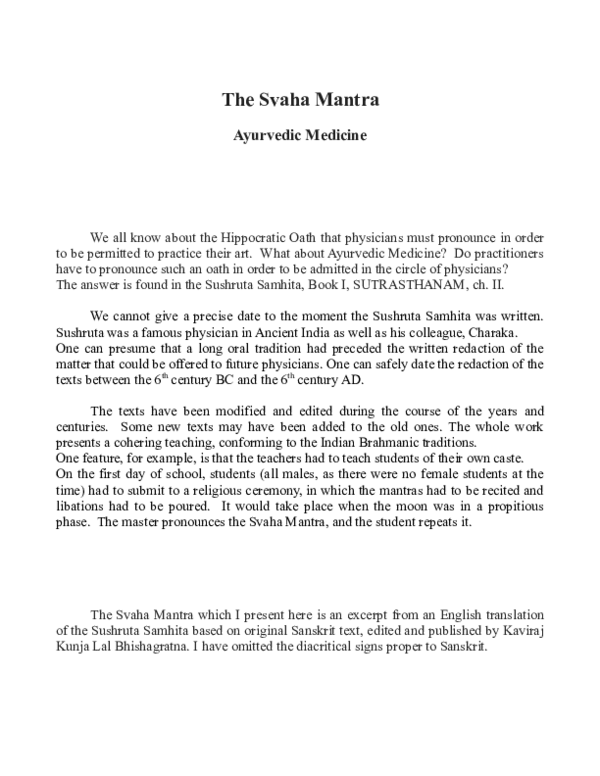 The Svaha Mantra