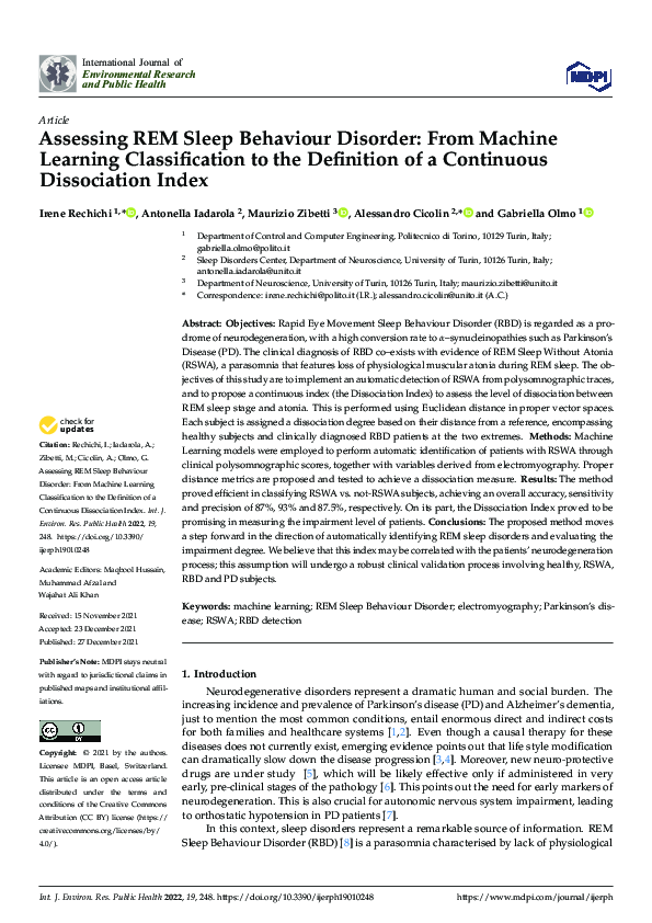 (PDF) Assessing REM Sleep Behaviour Disorder: From Machine Learning ...