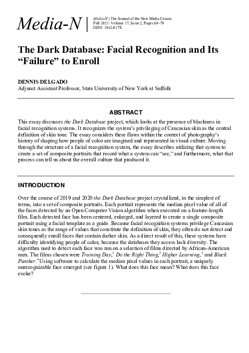 (PDF) The Dark Database: Facial Recognition and its "Failure" to Enroll