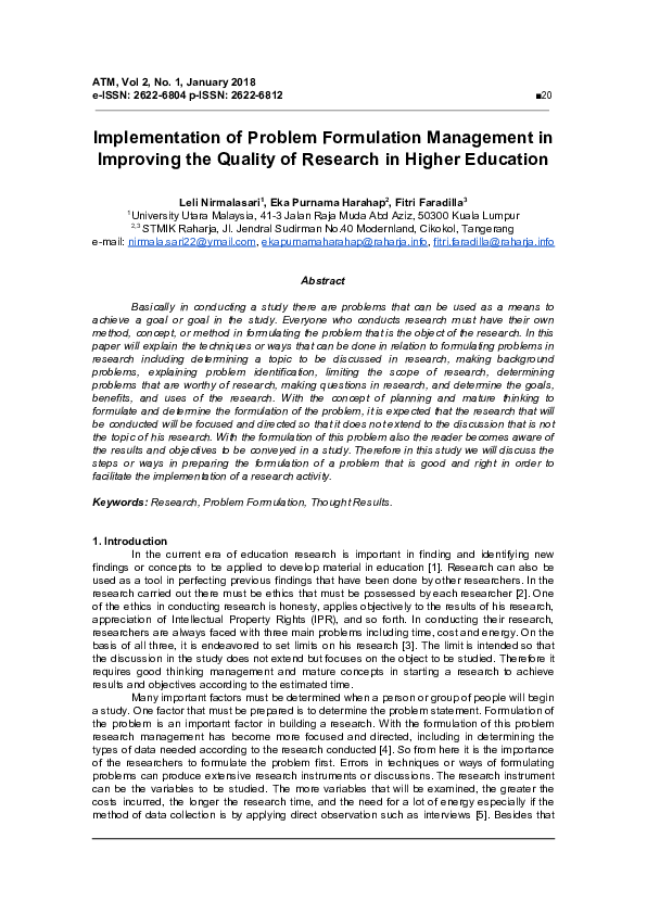 (PDF) Research Problem: Identification and Formulation | Edupedia ...