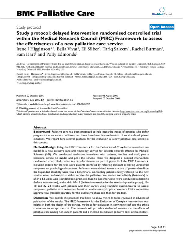 (PDF) BMC Palliative Care BioMed Central Study protocol