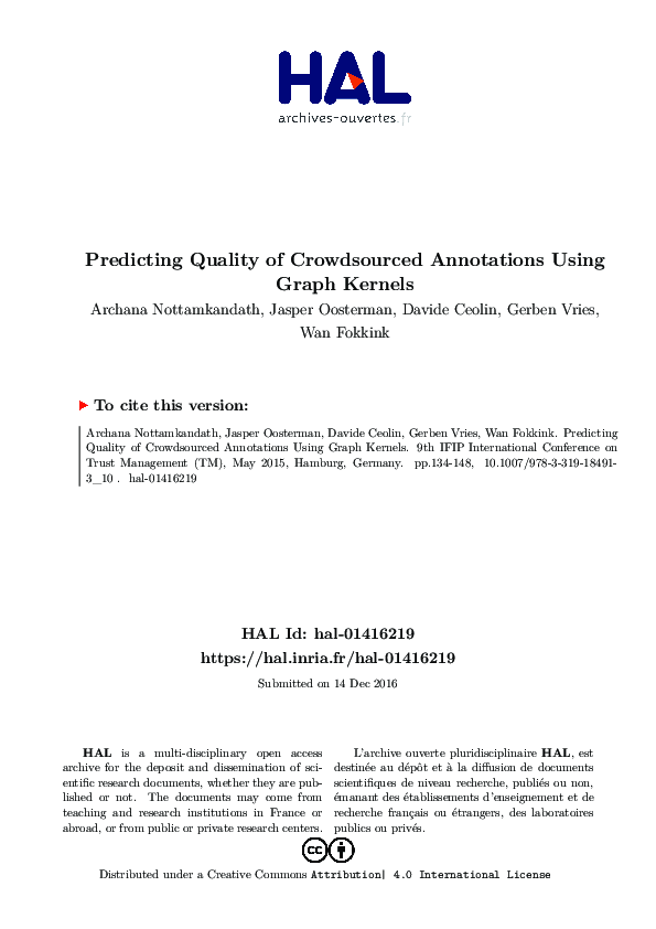 (PDF) Predicting Quality of Crowdsourced Annotations using Graph Kernels
