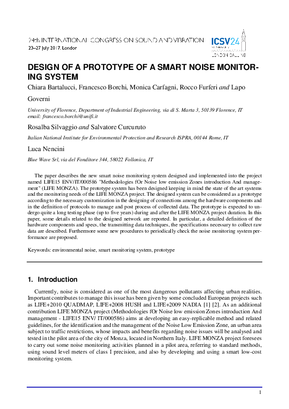 (PDF) Design of a prototype of a smart noise monitoring system