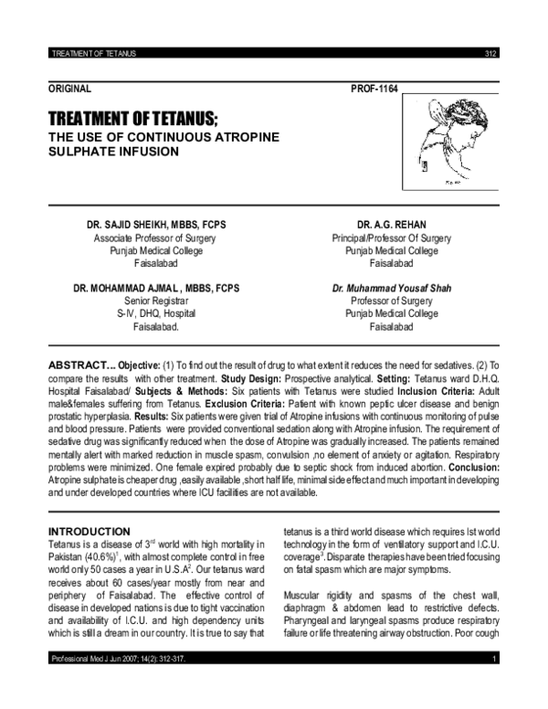 (PDF) Treatment of Tetanus