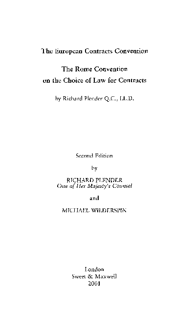 (PDF) The European contracts convention: The Rome Convention on the ...