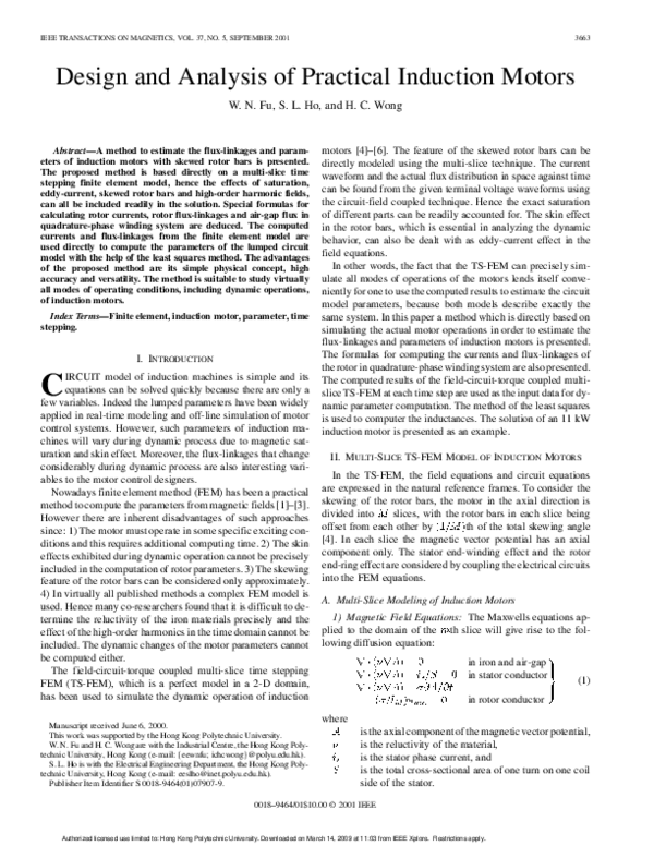 Pdf Design And Analysis Of Practical Induction Motors