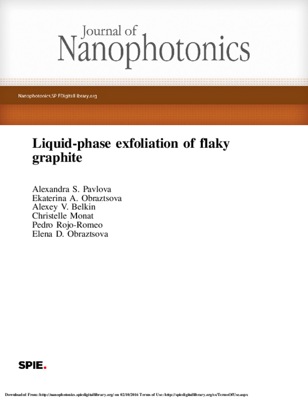 (PDF) Liquid-phase exfoliation of flaky graphite