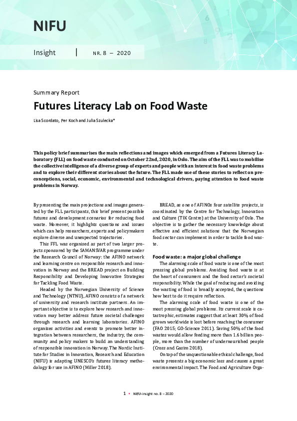 (PDF) Futures Literacy Lab on Food Waste