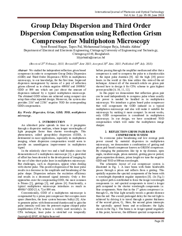 (PDF) Group Delay Dispersion and Third Order Dispersion Compensation ...