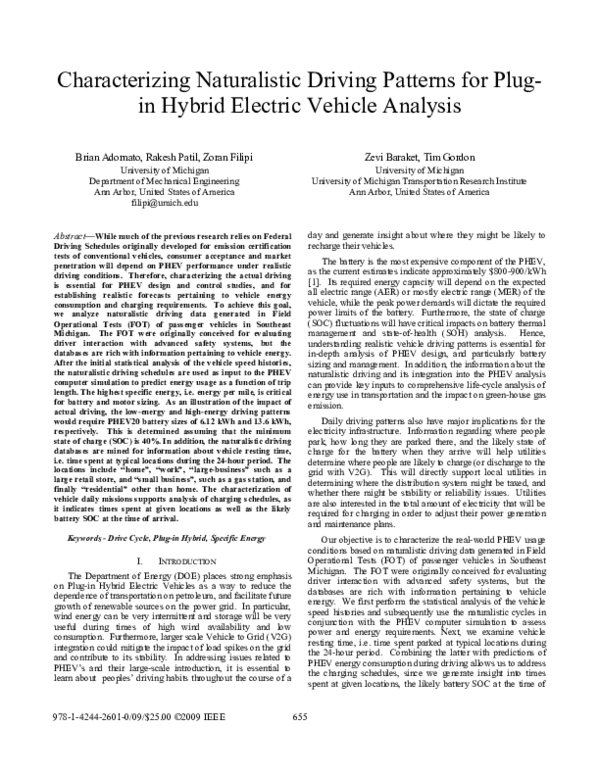 (PDF) Characterizing naturalistic driving patterns for Plug-in Hybrid ...