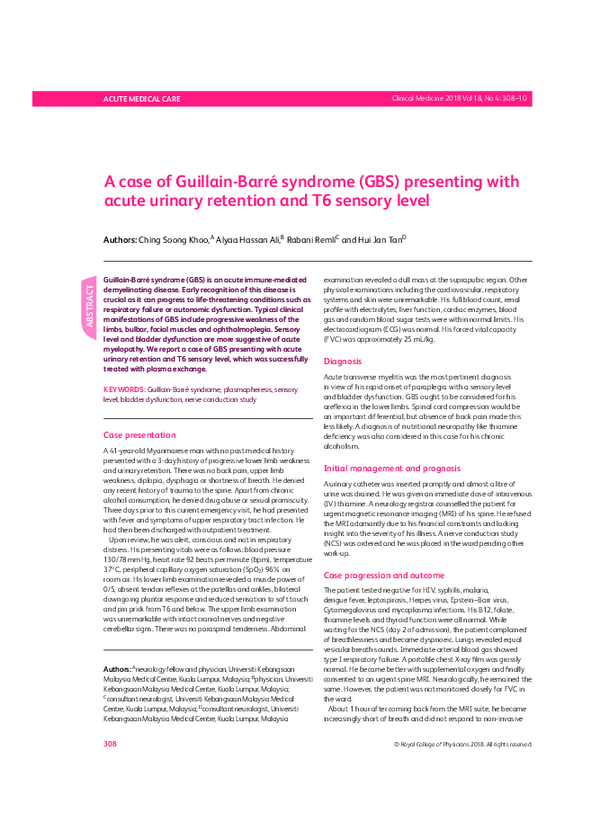 (PDF) A case of Guillain-Barré syndrome (GBS) presenting with acute ...