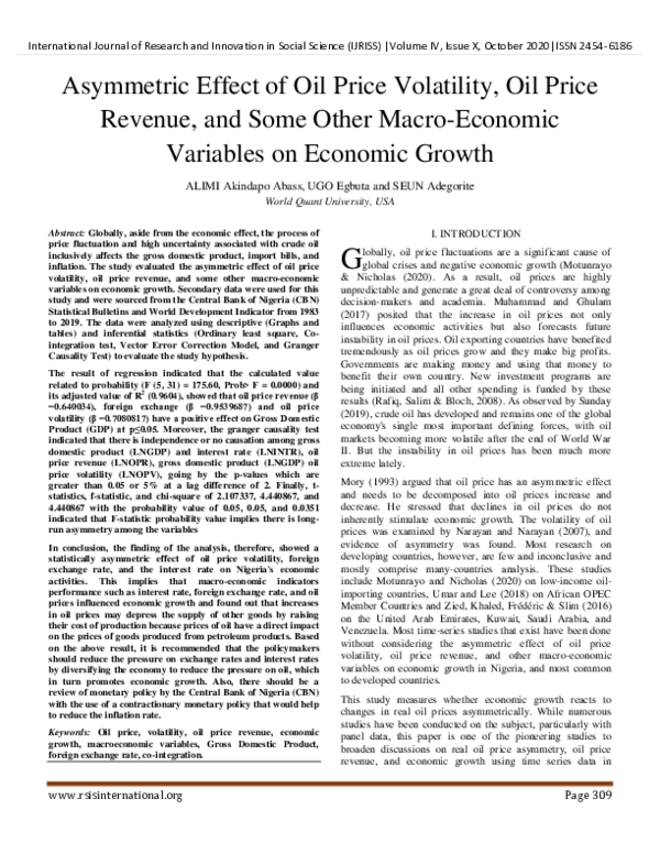 (PDF) Asymmetric Effect of Oil Price Volatility, Oil Price Revenue, and ...