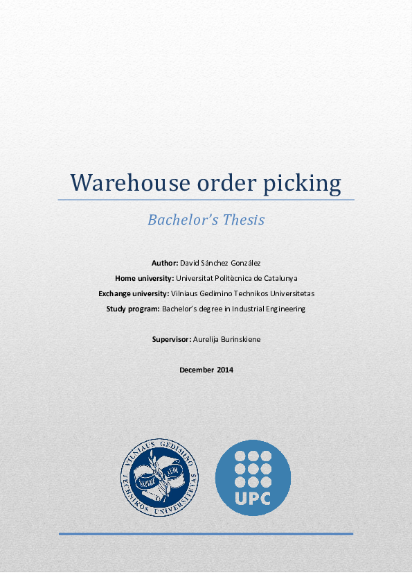 (PDF) Warehouse order picking